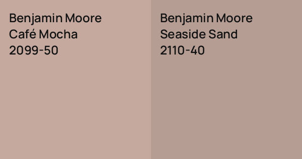 Benjamin Moore Café Mocha vs. Benjamin Moore Seaside Sand comparison