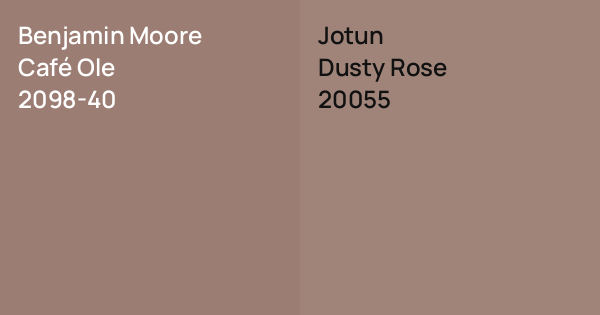 Benjamin Moore Café Ole vs. Jotun Dusty Rose comparison