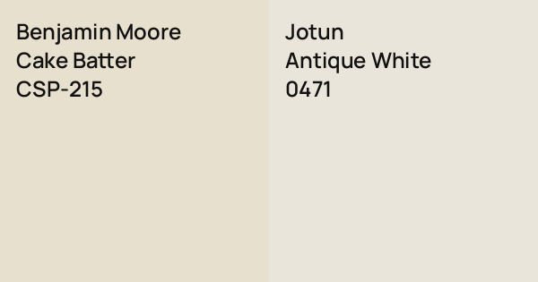 Benjamin Moore Cake Batter vs. Jotun Antique White comparison