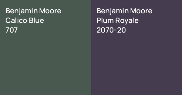 Benjamin Moore Calico Blue vs. Benjamin Moore Plum Royale comparison