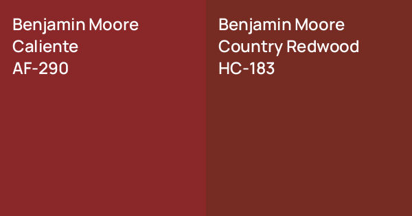 Benjamin Moore Caliente vs. Benjamin Moore Country Redwood comparison