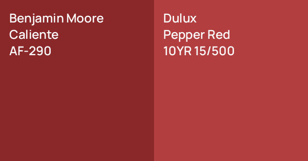 Benjamin Moore Caliente vs. Dulux Pepper Red comparison