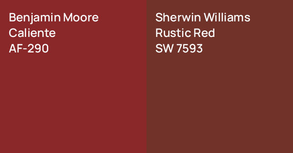 Benjamin Moore Caliente vs. Sherwin Williams Rustic Red comparison