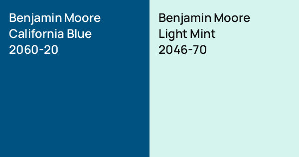 Benjamin Moore California Blue vs. Benjamin Moore Light Mint comparison