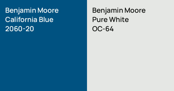 Benjamin Moore California Blue vs. Benjamin Moore Pure White comparison