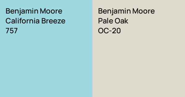 Benjamin Moore California Breeze vs. Benjamin Moore Pale Oak comparison