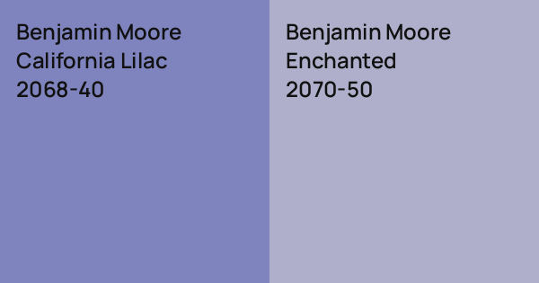 Benjamin Moore California Lilac vs. Benjamin Moore Enchanted comparison