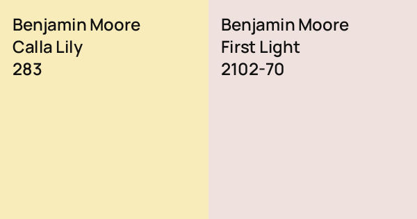Benjamin Moore Calla Lily vs. Benjamin Moore First Light comparison