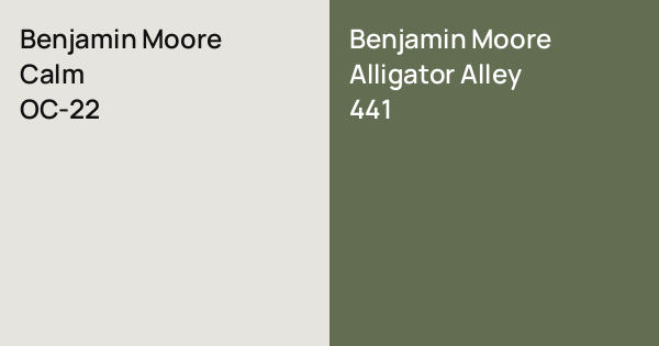 Benjamin Moore Calm vs. Benjamin Moore Alligator Alley comparison