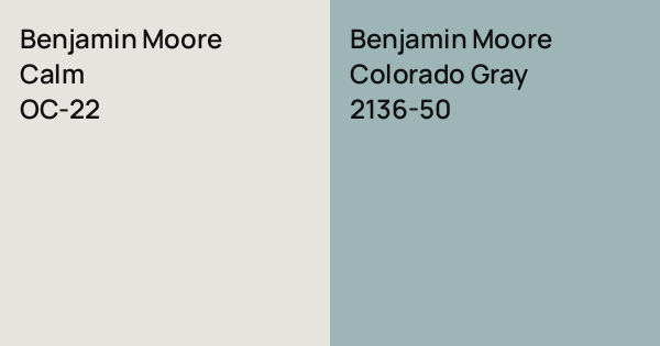 Benjamin Moore Calm vs. Benjamin Moore Colorado Gray comparison