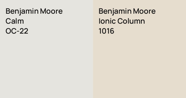 Benjamin Moore Calm vs. Benjamin Moore Ionic Column comparison