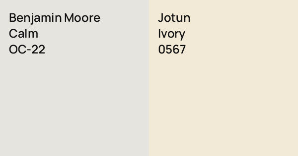 Benjamin Moore Calm vs. Jotun Ivory comparison