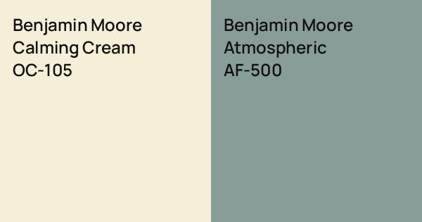 Benjamin Moore Calming Cream vs. Benjamin Moore Atmospheric comparison
