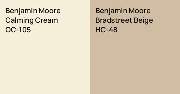 Benjamin Moore Calming Cream vs. Benjamin Moore Bradstreet Beige comparison