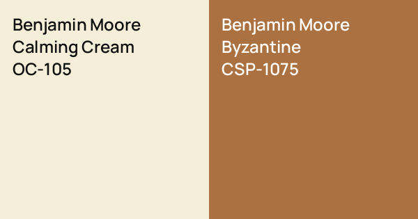 Benjamin Moore Calming Cream vs. Benjamin Moore Byzantine comparison