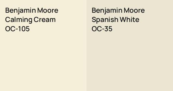 Benjamin Moore Calming Cream vs. Benjamin Moore Spanish White comparison