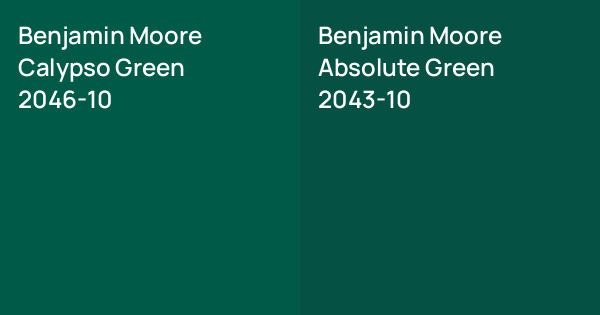 Benjamin Moore Calypso Green vs. Benjamin Moore Absolute Green comparison