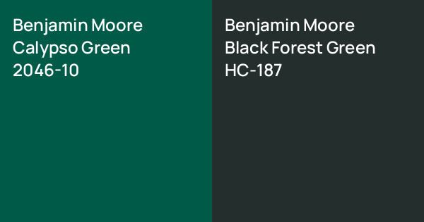 Benjamin Moore Calypso Green vs. Benjamin Moore Black Forest Green ...