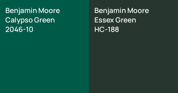 Benjamin Moore Calypso Green vs. Benjamin Moore Essex Green comparison