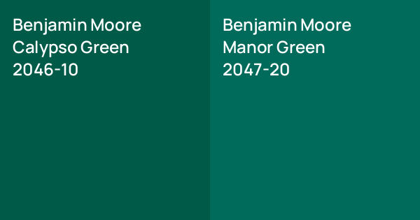 Benjamin Moore Calypso Green vs. Benjamin Moore Manor Green comparison