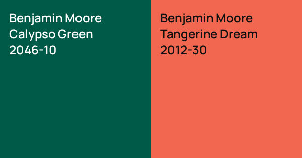 Benjamin Moore Calypso Green vs. Benjamin Moore Tangerine Dream comparison