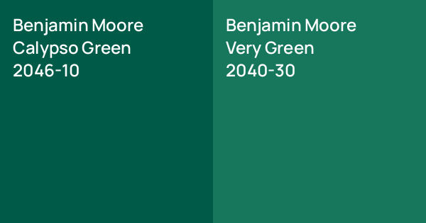 Benjamin Moore Calypso Green vs. Benjamin Moore Very Green comparison
