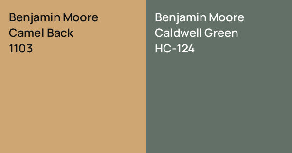 Benjamin Moore Camel Back vs. Benjamin Moore Caldwell Green comparison