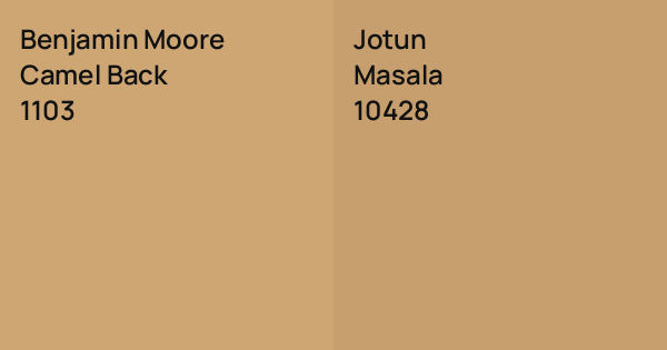 Benjamin Moore Camel Back vs. Jotun Masala comparison