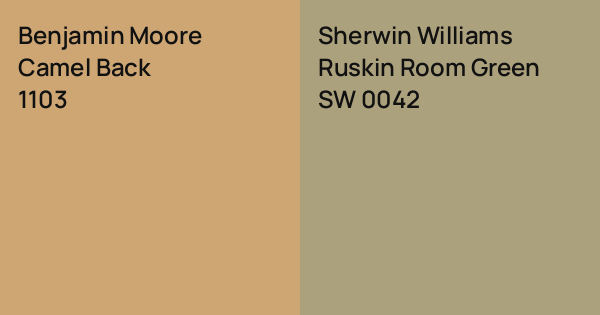Benjamin Moore Camel Back vs. Sherwin Williams Ruskin Room Green comparison