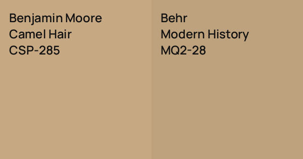 Benjamin Moore Camel Hair vs. Behr Modern History comparison