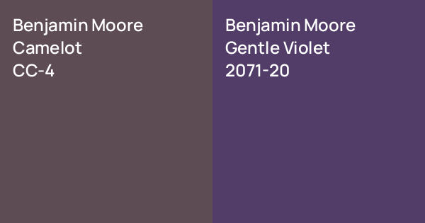 Benjamin Moore Camelot vs. Benjamin Moore Gentle Violet comparison