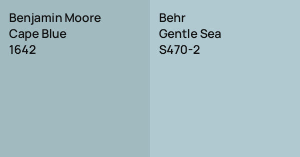 Benjamin Moore Cape Blue vs. Behr Gentle Sea comparison
