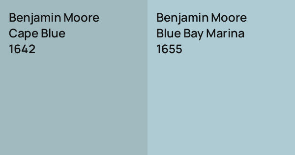 Benjamin Moore Cape Blue vs. Benjamin Moore Blue Bay Marina comparison