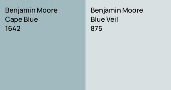 Benjamin Moore Cape Blue vs. Benjamin Moore Blue Veil comparison