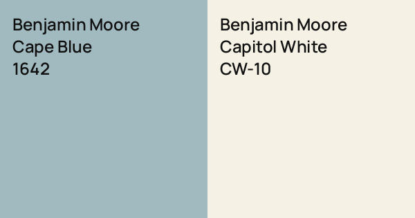 Benjamin Moore Cape Blue vs. Benjamin Moore Capitol White comparison