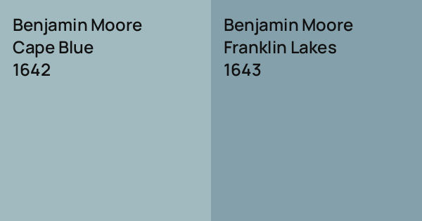 Benjamin Moore Cape Blue vs. Benjamin Moore Franklin Lakes comparison