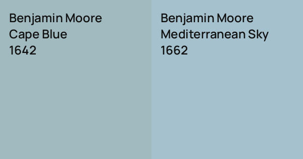 Benjamin Moore Cape Blue vs. Benjamin Moore Mediterranean Sky comparison