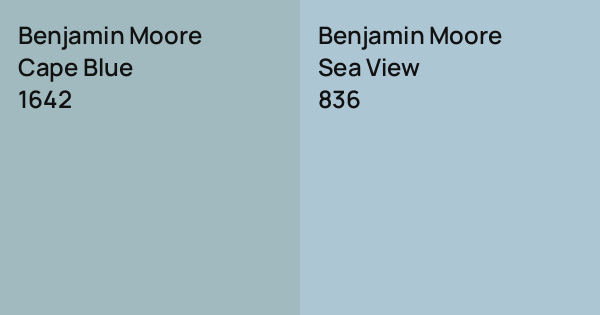 Benjamin Moore Cape Blue vs. Benjamin Moore Sea View comparison