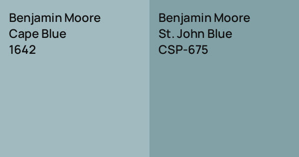 Benjamin Moore Cape Blue vs. Benjamin Moore St. John Blue comparison