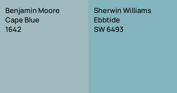 Benjamin Moore Cape Blue vs. Sherwin Williams Ebbtide comparison