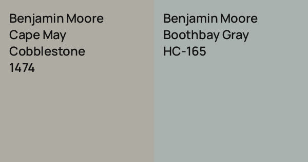 Benjamin Moore Cape May Cobblestone vs. Benjamin Moore Boothbay Gray ...