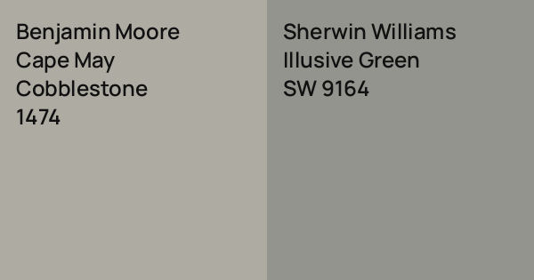 Benjamin Moore Cape May Cobblestone vs. Sherwin Williams Illusive Green ...