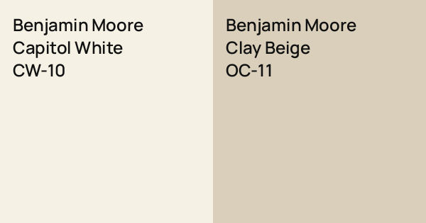 Benjamin Moore Capitol White vs. Benjamin Moore Clay Beige comparison