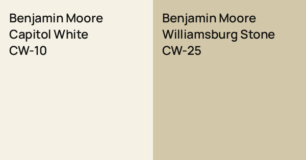 Benjamin Moore Capitol White vs. Benjamin Moore Williamsburg Stone ...