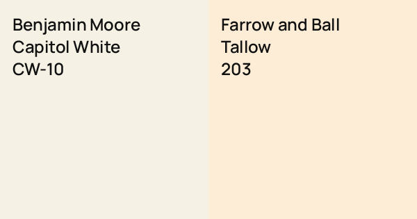 Benjamin Moore Capitol White vs. Farrow and Ball Tallow comparison