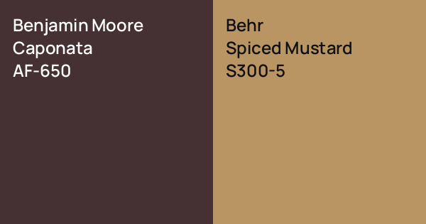 Benjamin Moore Caponata vs. Behr Spiced Mustard comparison