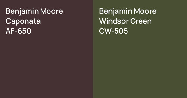 Benjamin Moore Caponata vs. Benjamin Moore Windsor Green comparison