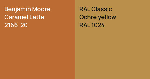 Benjamin Moore Caramel Latte vs. RAL Classic Ochre yellow comparison
