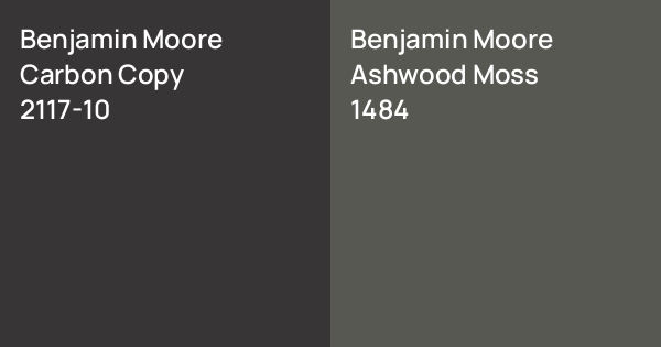 Benjamin Moore Carbon Copy vs. Benjamin Moore Ashwood Moss comparison