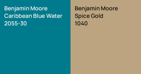 Benjamin Moore Caribbean Blue Water vs. Benjamin Moore Spice Gold ...